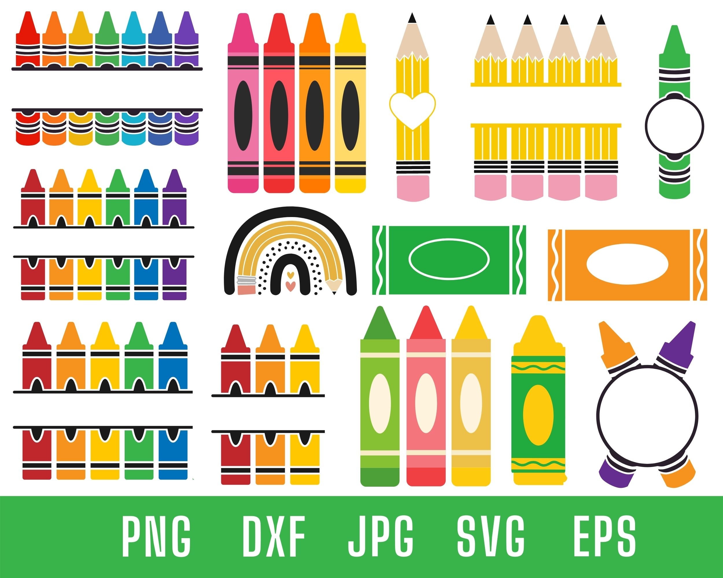 27 Crayon Split Monogram Svg, Crayon Svg, Teacher Svg, Crayon Wrapper ...