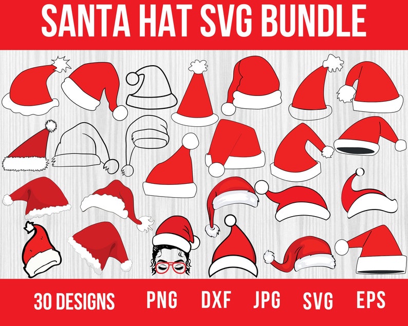 30 Santa Hat Svg Bundle Santa Hat Svg Christmas Hat Svg - Etsy