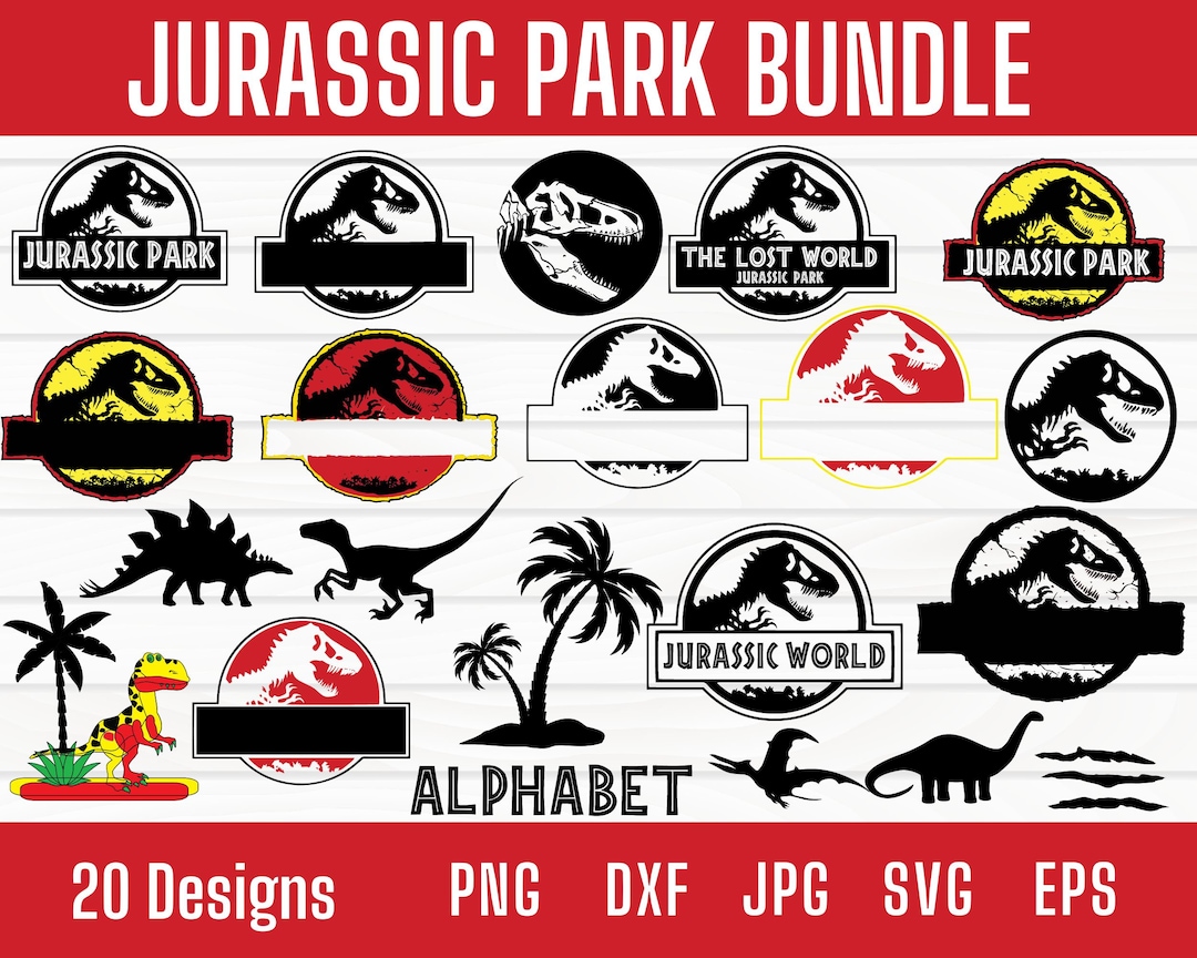 Jurassic Park Svg Dinosaur Svg Dinosaur Svg Bundle Dinosaur Clipart Jurassic Font Svg