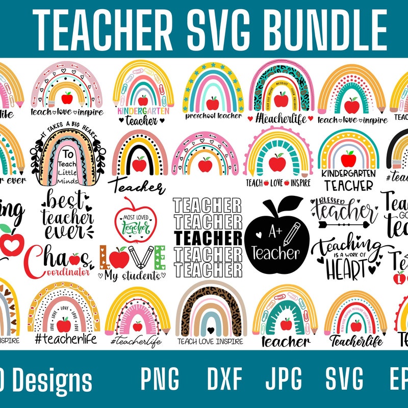 Rainbow Teacher Svg - Etsy
