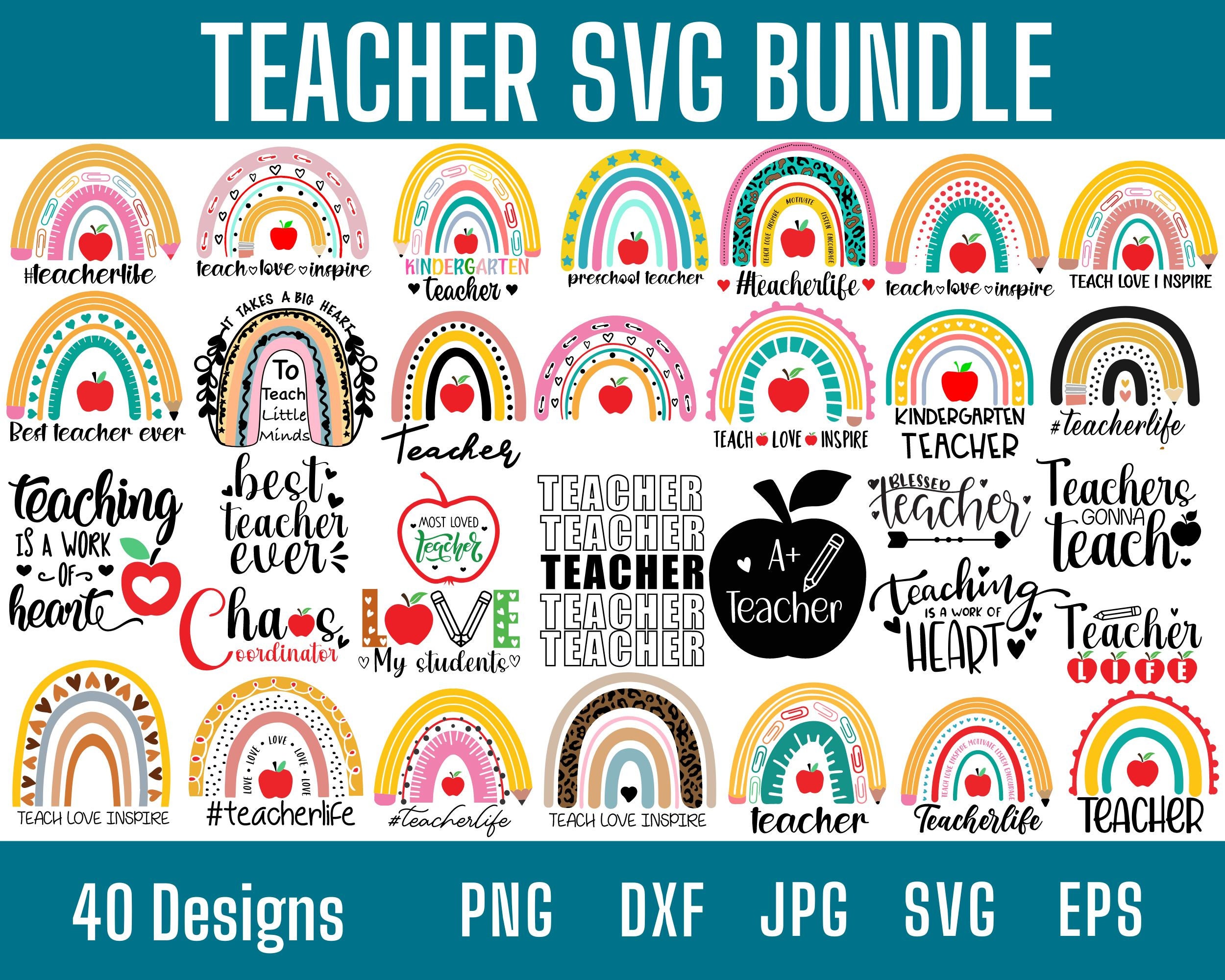 Teacher Rainbow Svg Bundle Teacher Rainbow Png SVG Teacher - Etsy