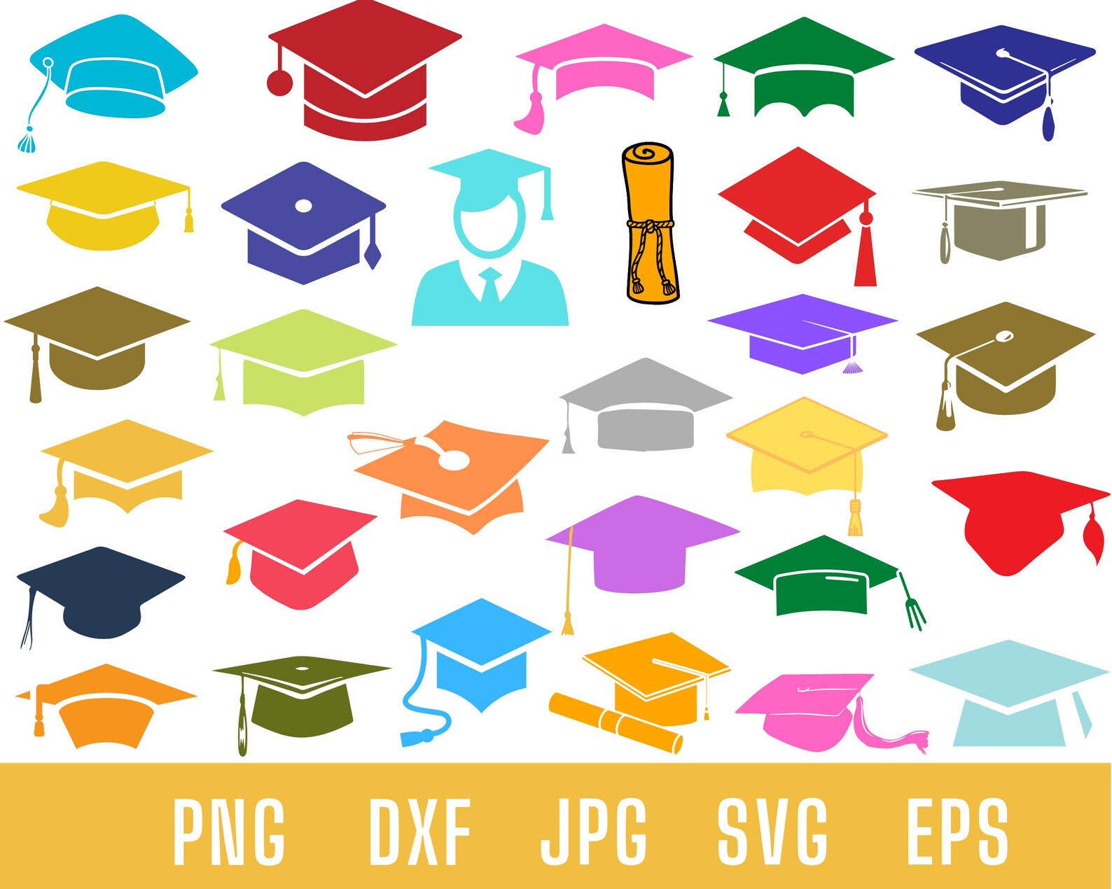 Graduation Cap SVG Diploma Svg Clipart Graduation Hat 30 - Etsy