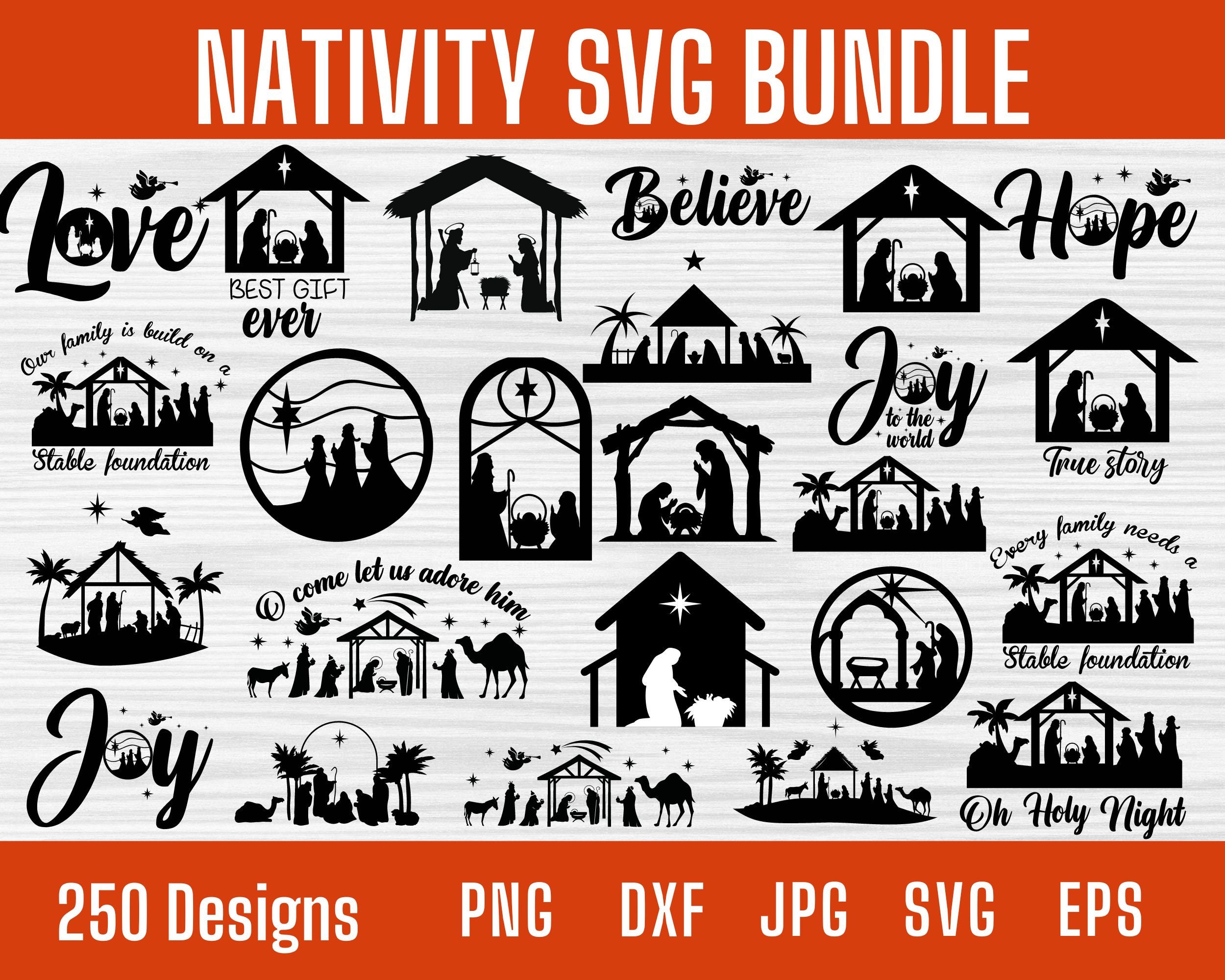 Nativity Scene Svg Bundle Nativity Svg Merry Christmas Svg - Etsy UK