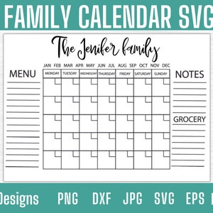 DIGITAL SVG FILE Family Calendar Acrylic - Etsy