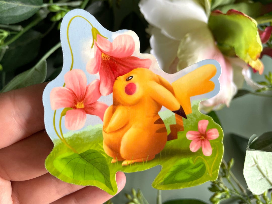 Pokémon Pikachu Floral Vinyl Sticker - Etsy