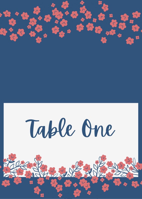 Printable Table Numbers 1-20 Blue Floral | Etsy