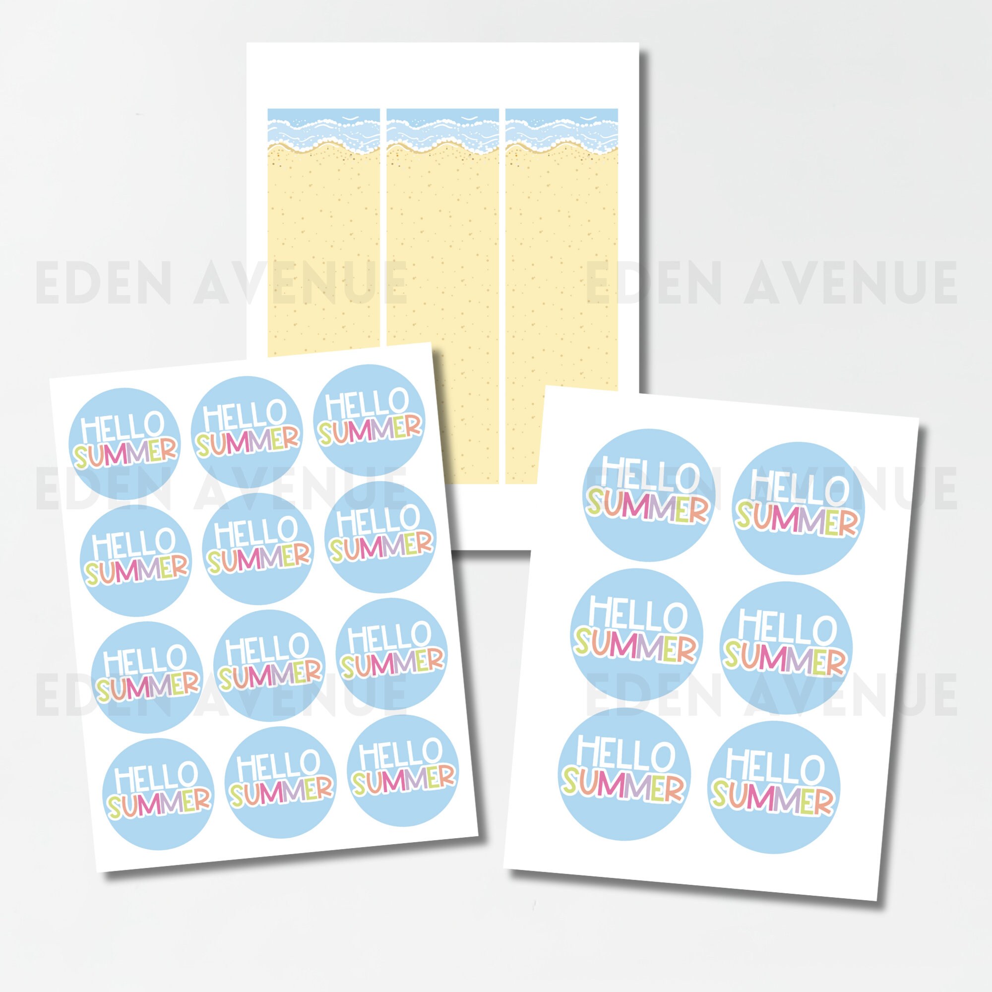 Printable Summer Cookie Box Backers, Beach Cookie Box Backer, Beach ...