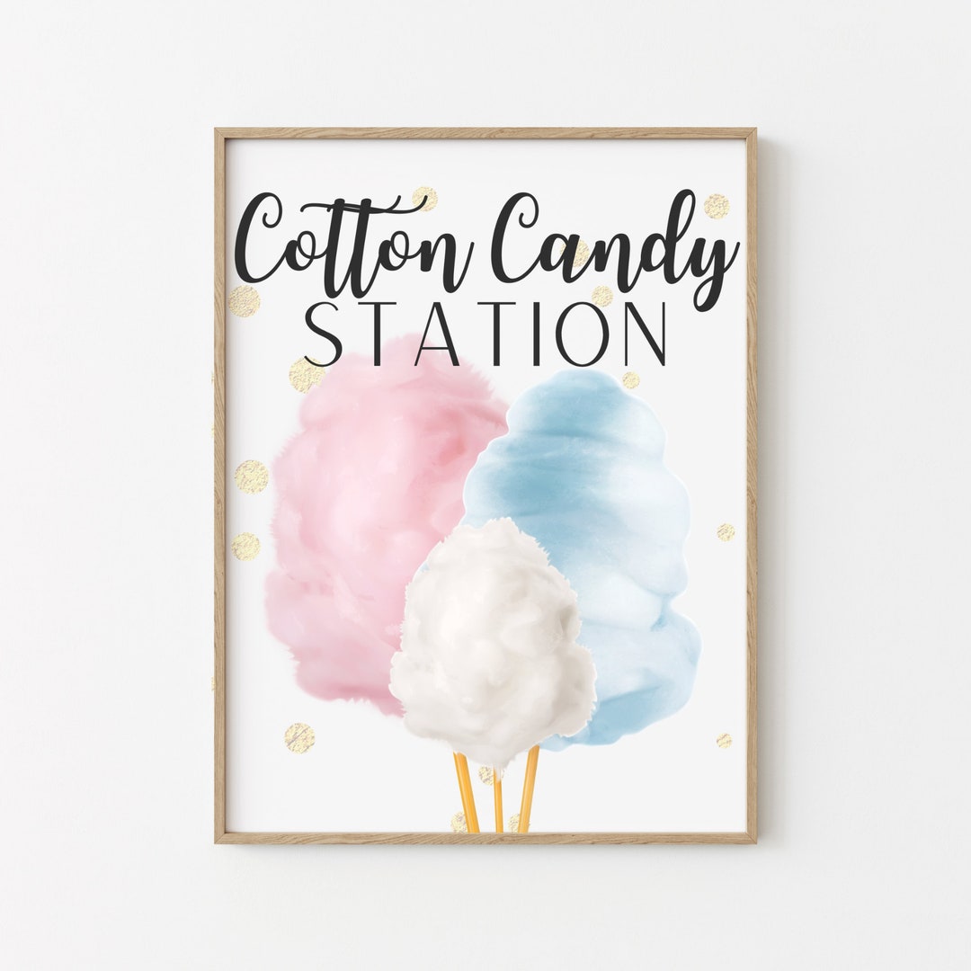 Cotton Candy Station Birthday Sign, Cotton Candy Sign, Birthday Party ...
