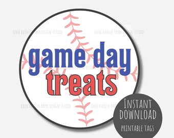 INSTANT DOWNLOAD Baseball Game Day Treats Square Gift Tags 2.5x2.5 - Etsy