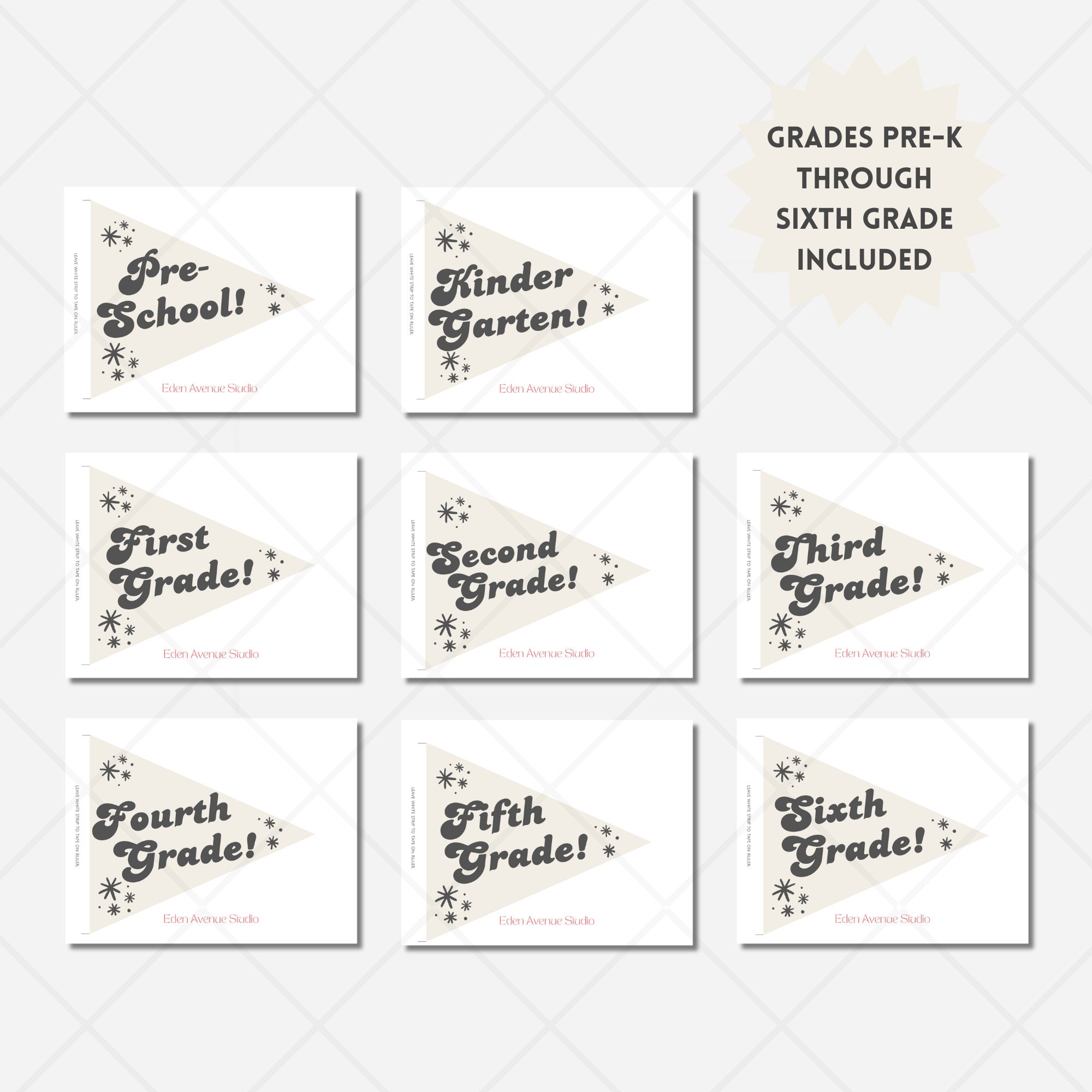 Grade School Pennant Flags, Back to School Flags, Printable Pennant ...