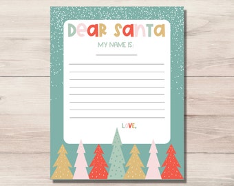 Dear Santa Letter Printable, Letter to Santa Printable - Etsy