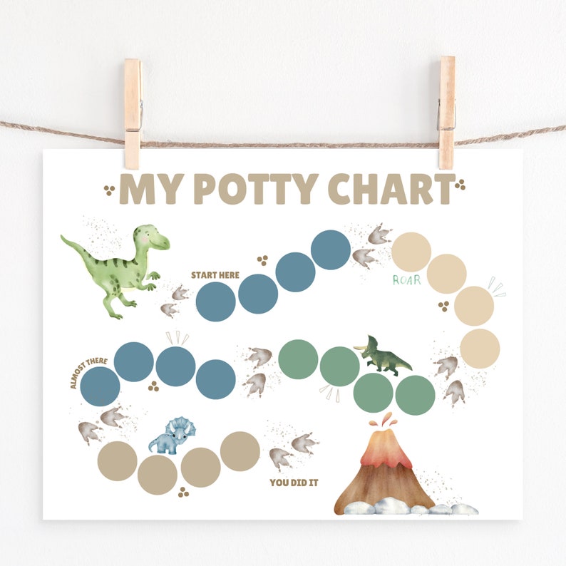 Printable Potty Chart, Dinosaur Potty Chart, Dinosaur Potty Training ...