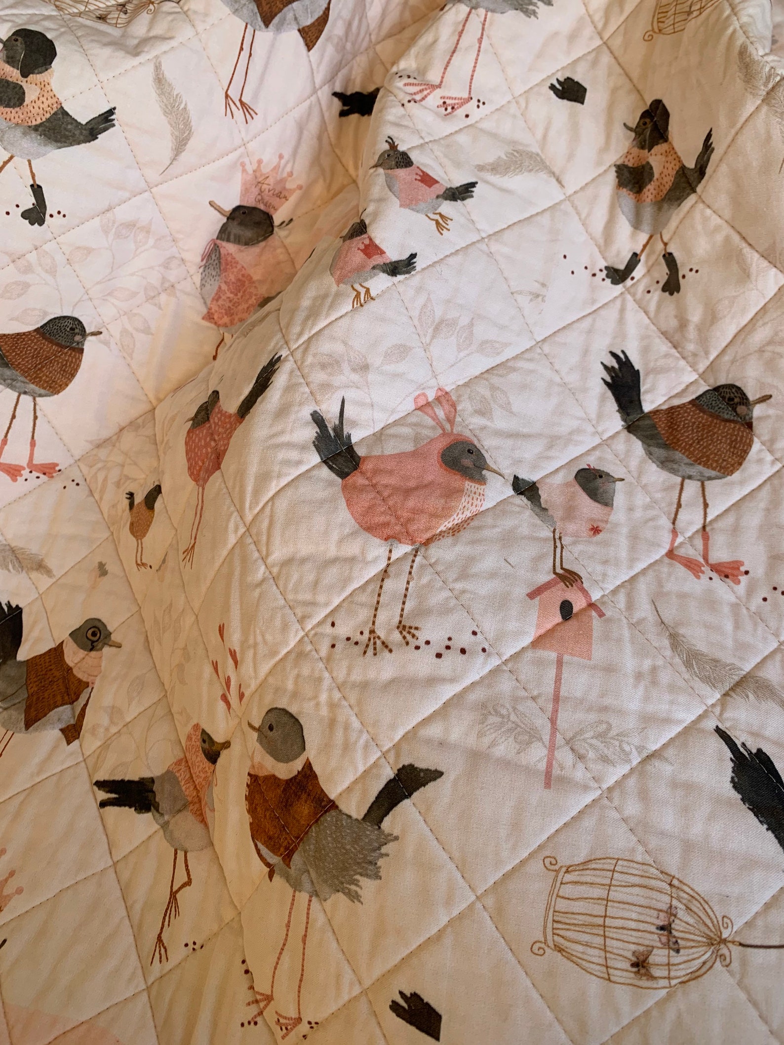 Bird Aviary Wholecloth Babys Quilt - Etsy