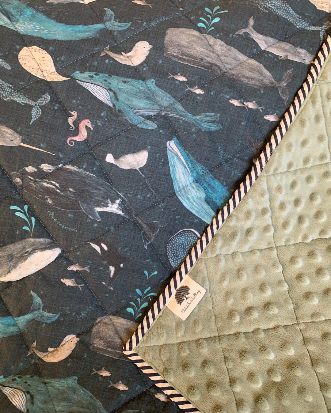 Whale Print Wholecloth Quilt - Etsy
