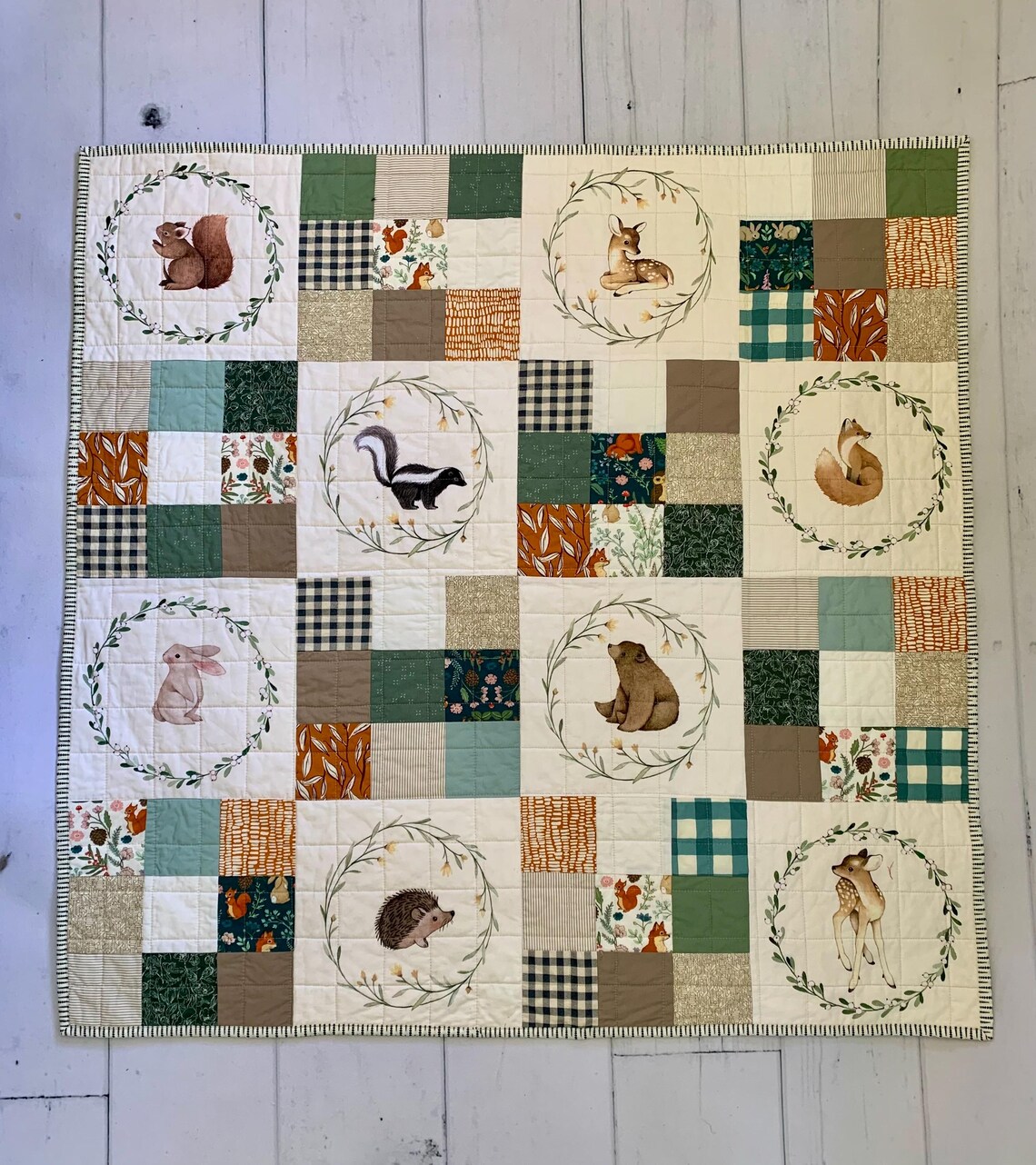 Woodland Animal Baby Quilted Throw / Cot Quilt - Etsy Canada