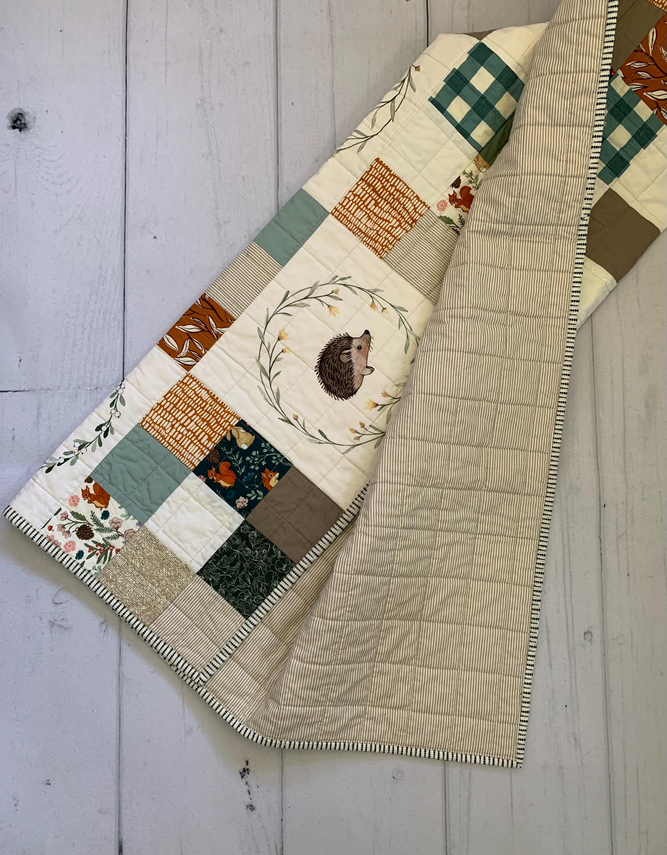 Woodland Animal Baby Quilted Throw / Cot Quilt - Etsy