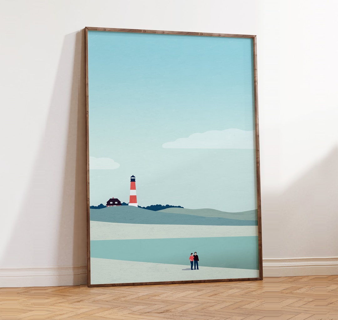 Beach Poster, Lighthouse Picture, Maritime Landscape Decoration in a ...