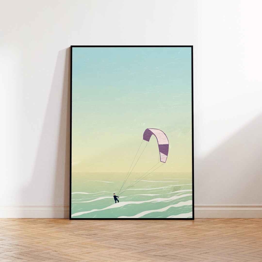 Surf Poster, Kitesurfing Poster, Surfer Print - Etsy
