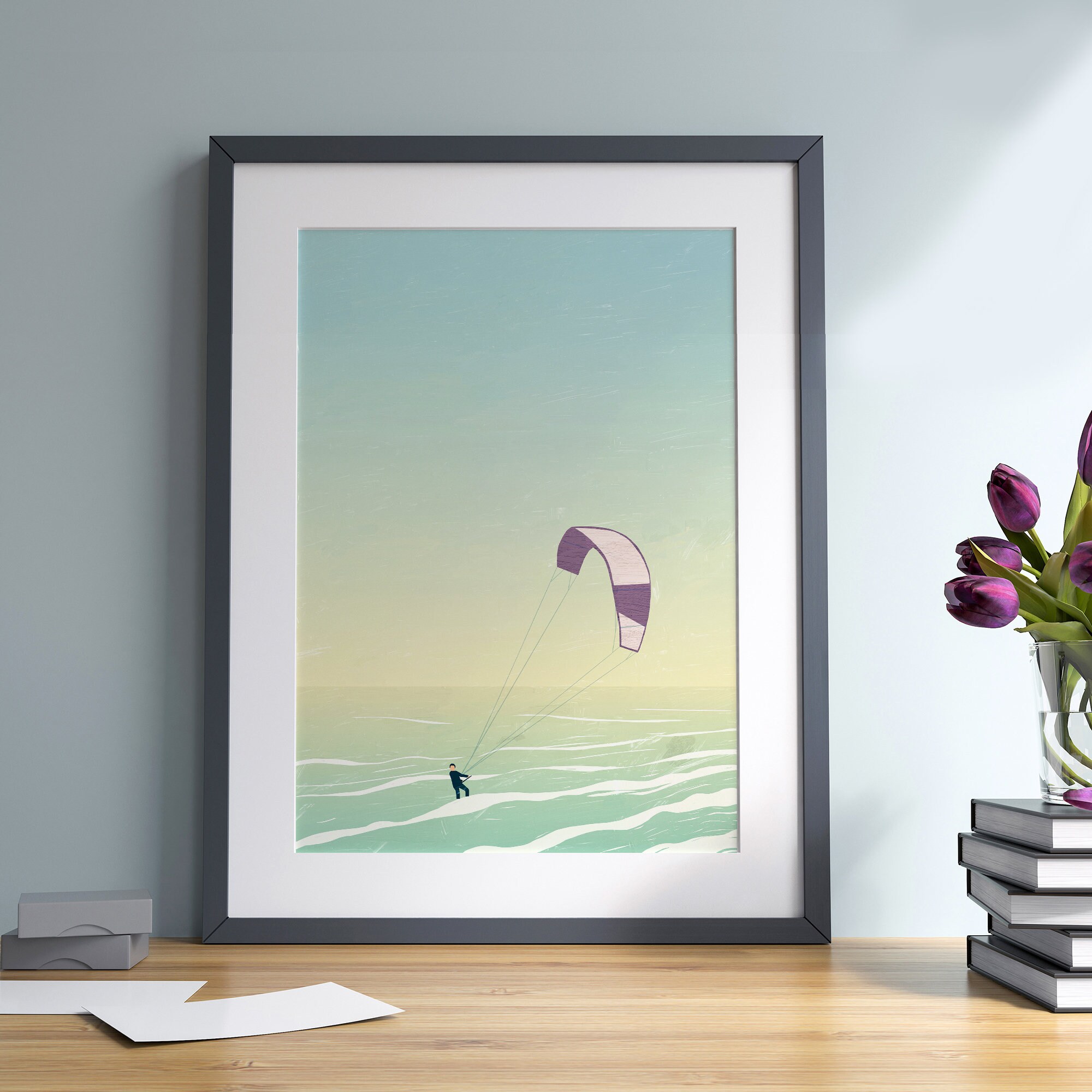 Surf Poster, Kitesurfing Poster, Surfer Print - Etsy
