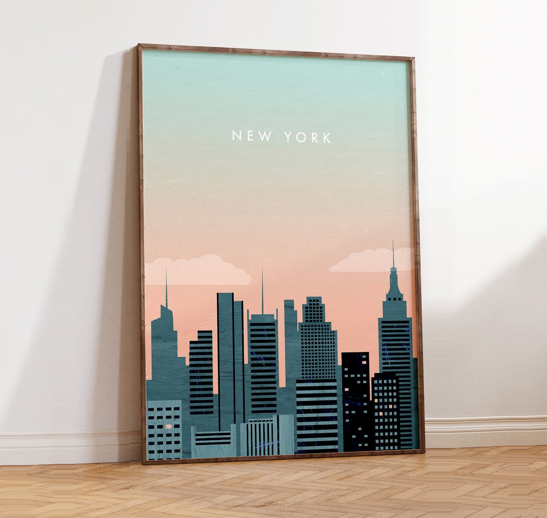 New York Skyline Poster – Minimalist New York City Wall Art – Urban ...