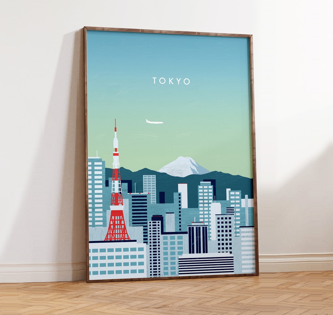 Tokyo Skyline Poster - Japanese Cityscape Wall Art With Tokyo Tower and ...
