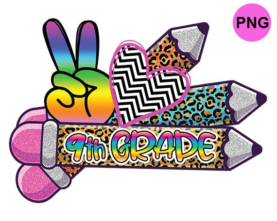 9th Grade Png Sublimation Ninth Grade Retro Leopard Pencil - Etsy