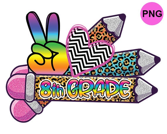 8th Grade Png Sublimation Eighth Grade Retro Leopard Pencil - Etsy