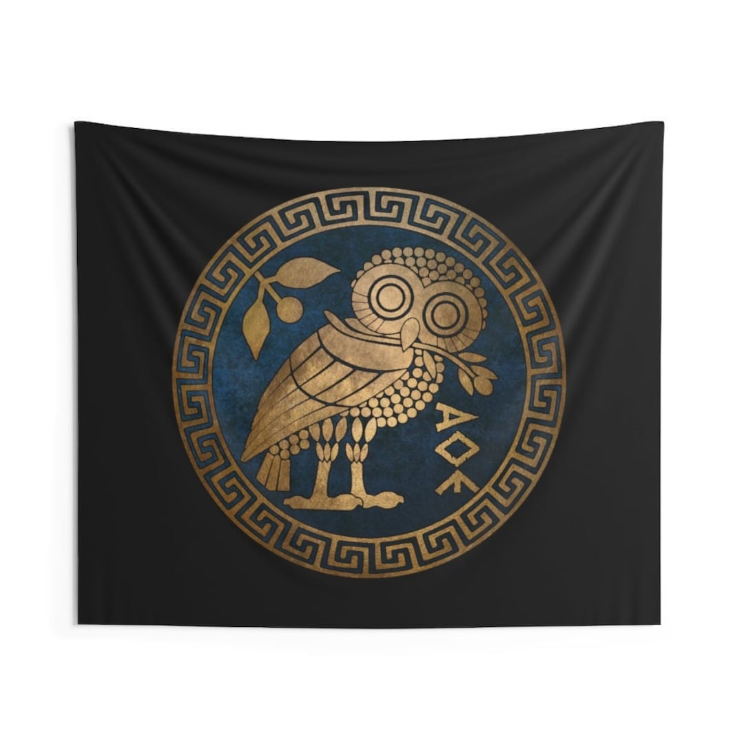 Athens Athenian Owl Symbol of Greek Goddess Athena Indoor Wall Tapestry ...