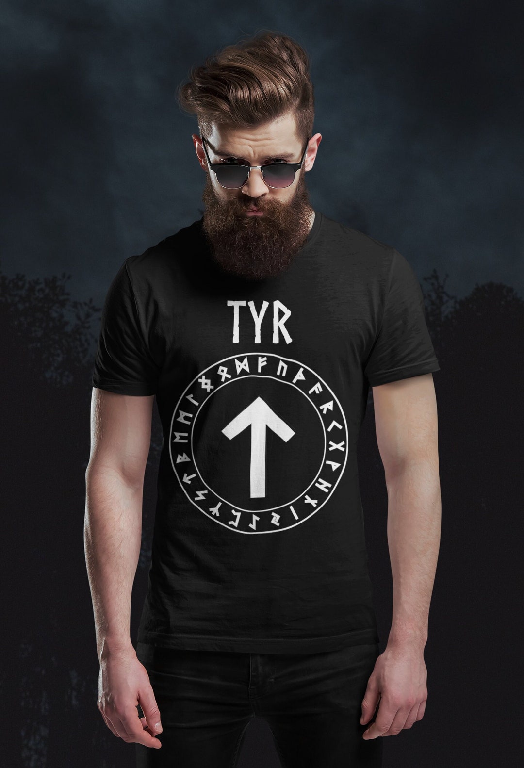 Tyr Norse God Tiwaz Rune With Futhark Runes T-shirt - Etsy
