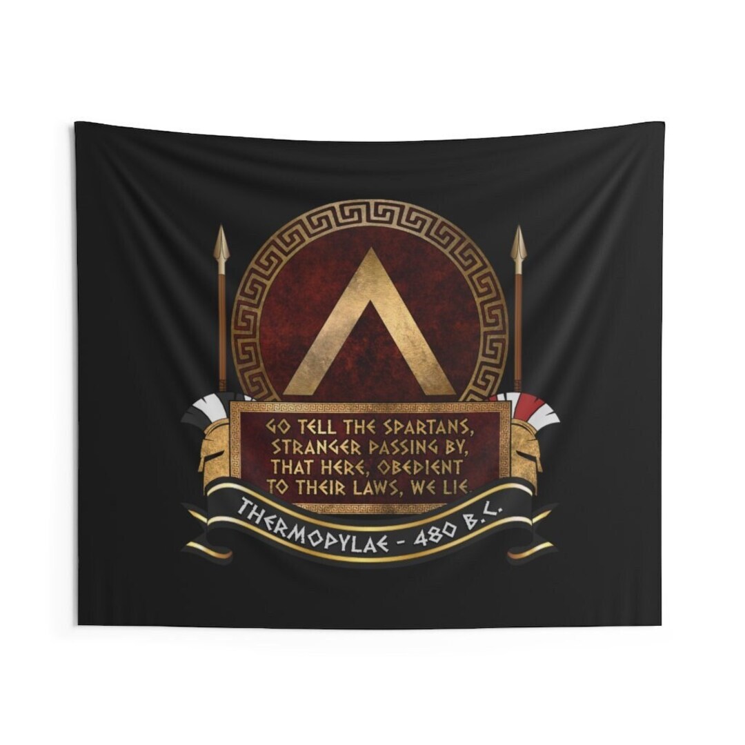 Battle of Thermopylae Epitaph - Sparta Tribute - Spartan Shield Indoor ...