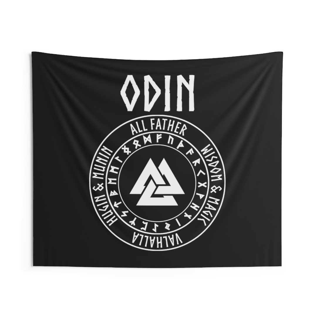 Odin Aesir Viking God Valknut With Runes Indoor Wall Tapestry 60 X 50 ...