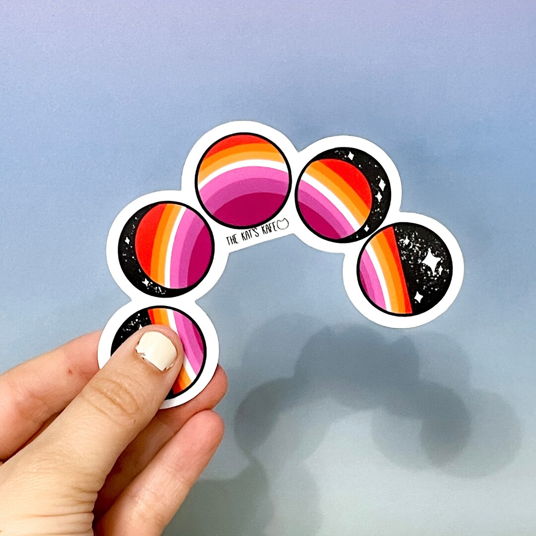 Lesbian Pride Vinyl Stickerlgbtq Pride Stickers 4” X 2” Witchy Moon Art ...