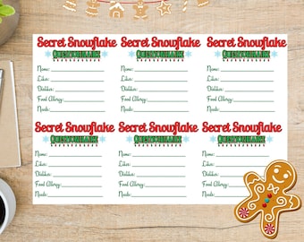 Secret Santa Winter Gift Exchange Questionnaire Form (Instant Download ...