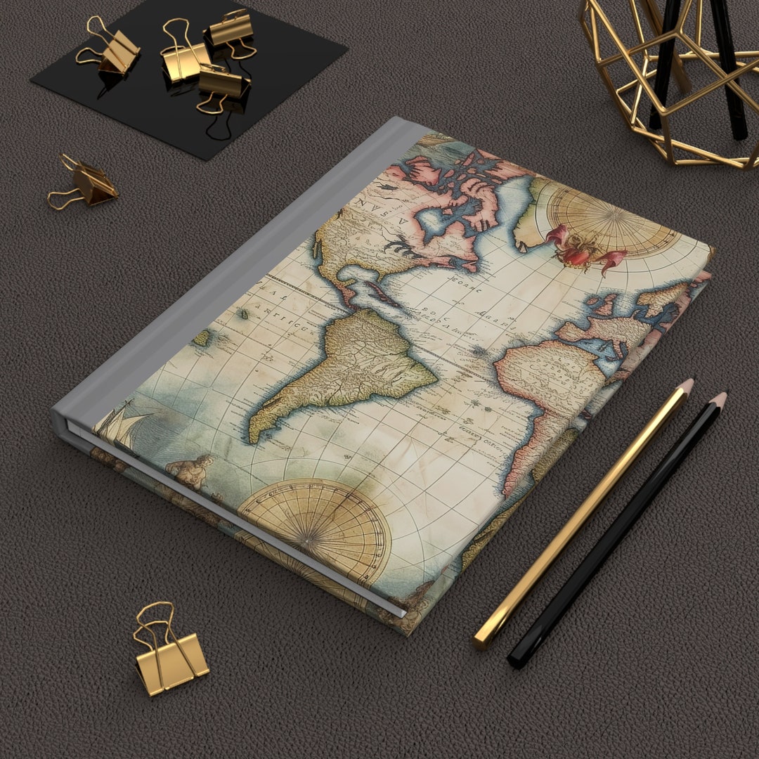 Gift for Traveler Vintage Map Explorer Travel Hardcover Journal Matte - Etsy