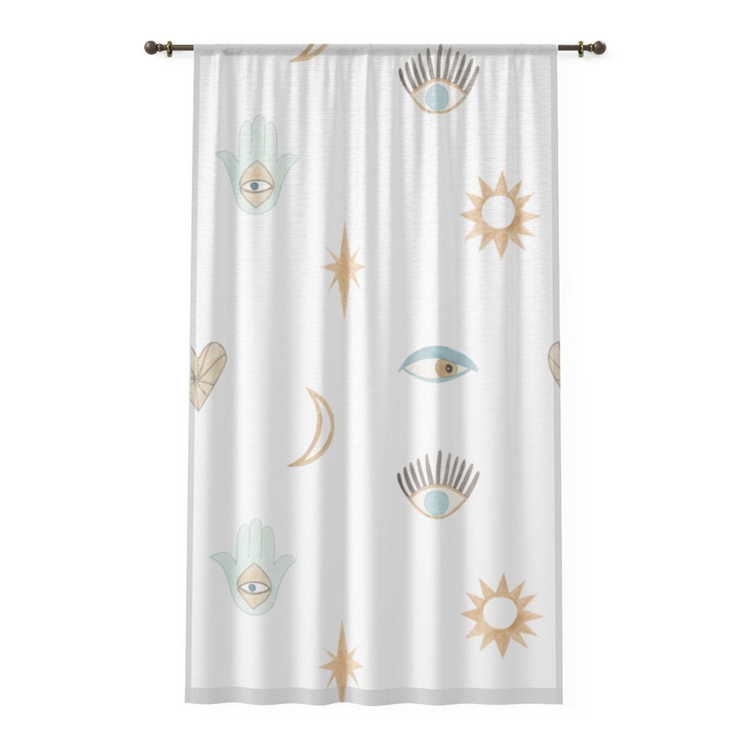 Gift for Spiritual Person Nazar Evil Eye Sheer 50 Inch by 84 Inch ...