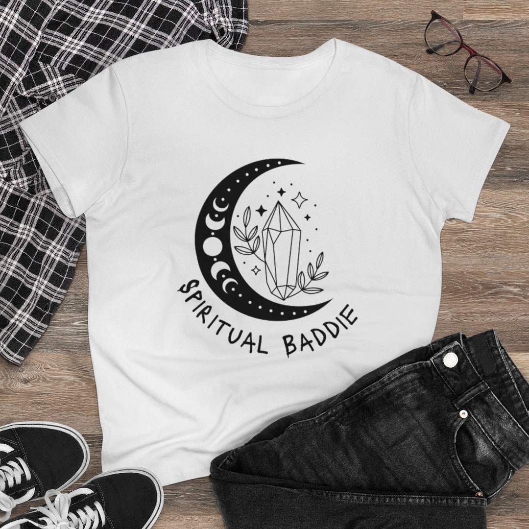 Gift for Spiritual Person Nazar Crystal Moon Spiritual Baddie T Shirt ...