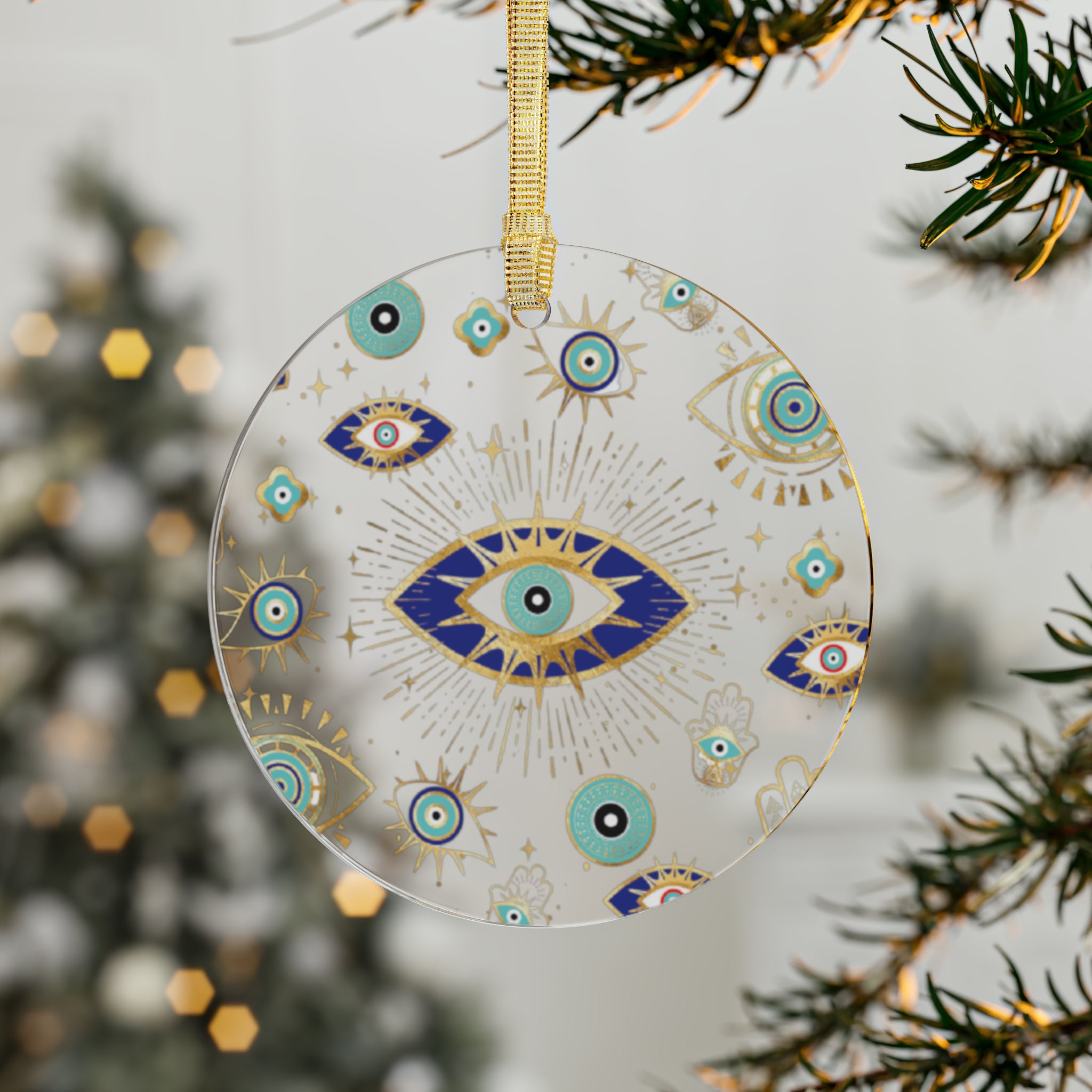 Evil Eye Nazar Acrylic Christmas Ornament, Evil Eye Greek Wall Hanging ...