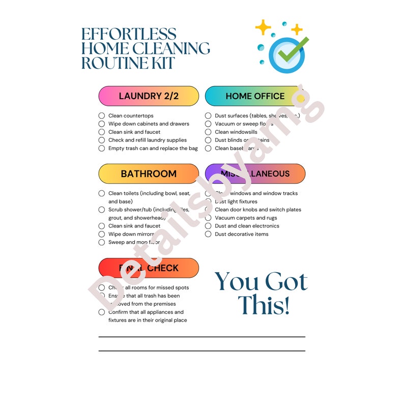 Cleaning Checklist ADHD Checklist Easy Home Checklist - Etsy