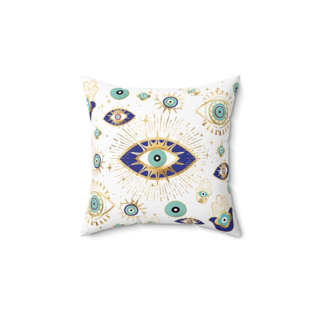 Gift for Spiritual Person Nazar Evil Eye Protection Square Pillow Case ...