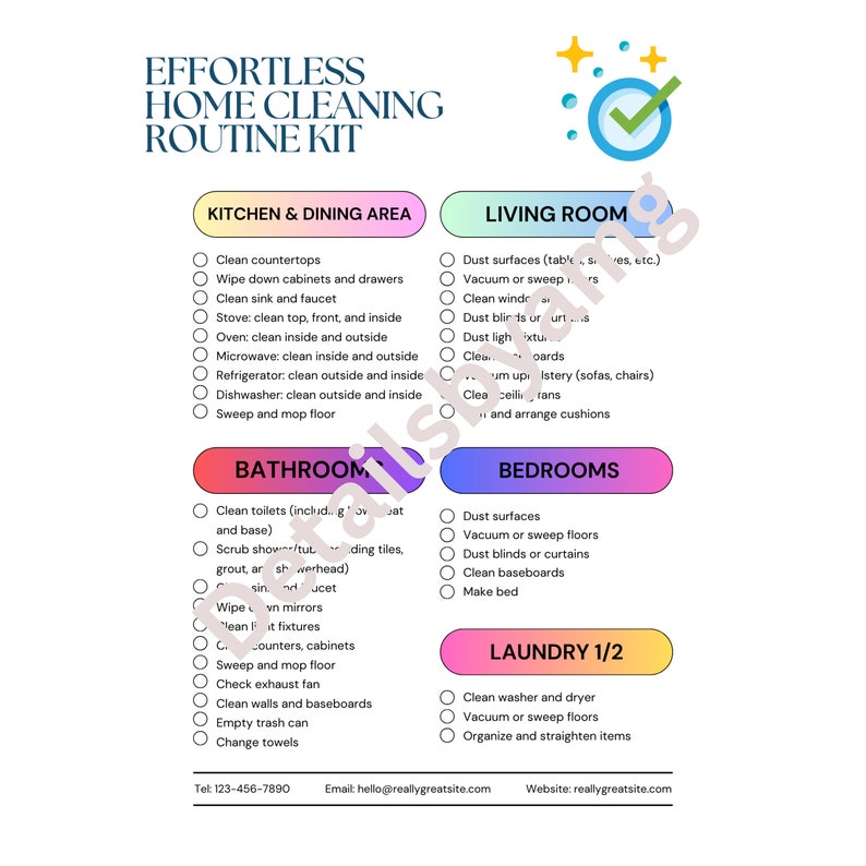 Cleaning Checklist ADHD Checklist Easy Home Checklist - Etsy