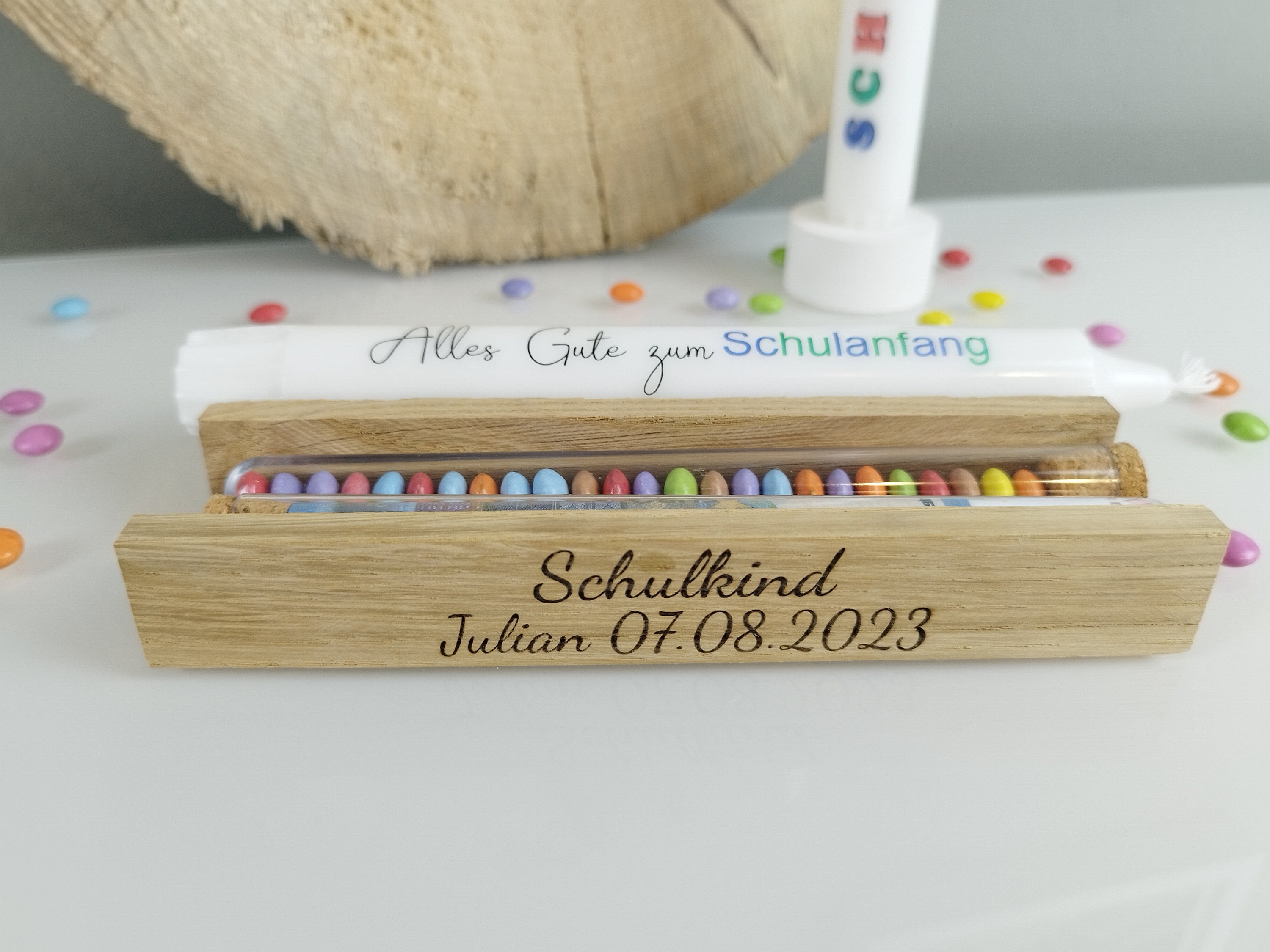 Personalisiertes Geschenkset zur Einschulung mir Kerze und - Etsy.de