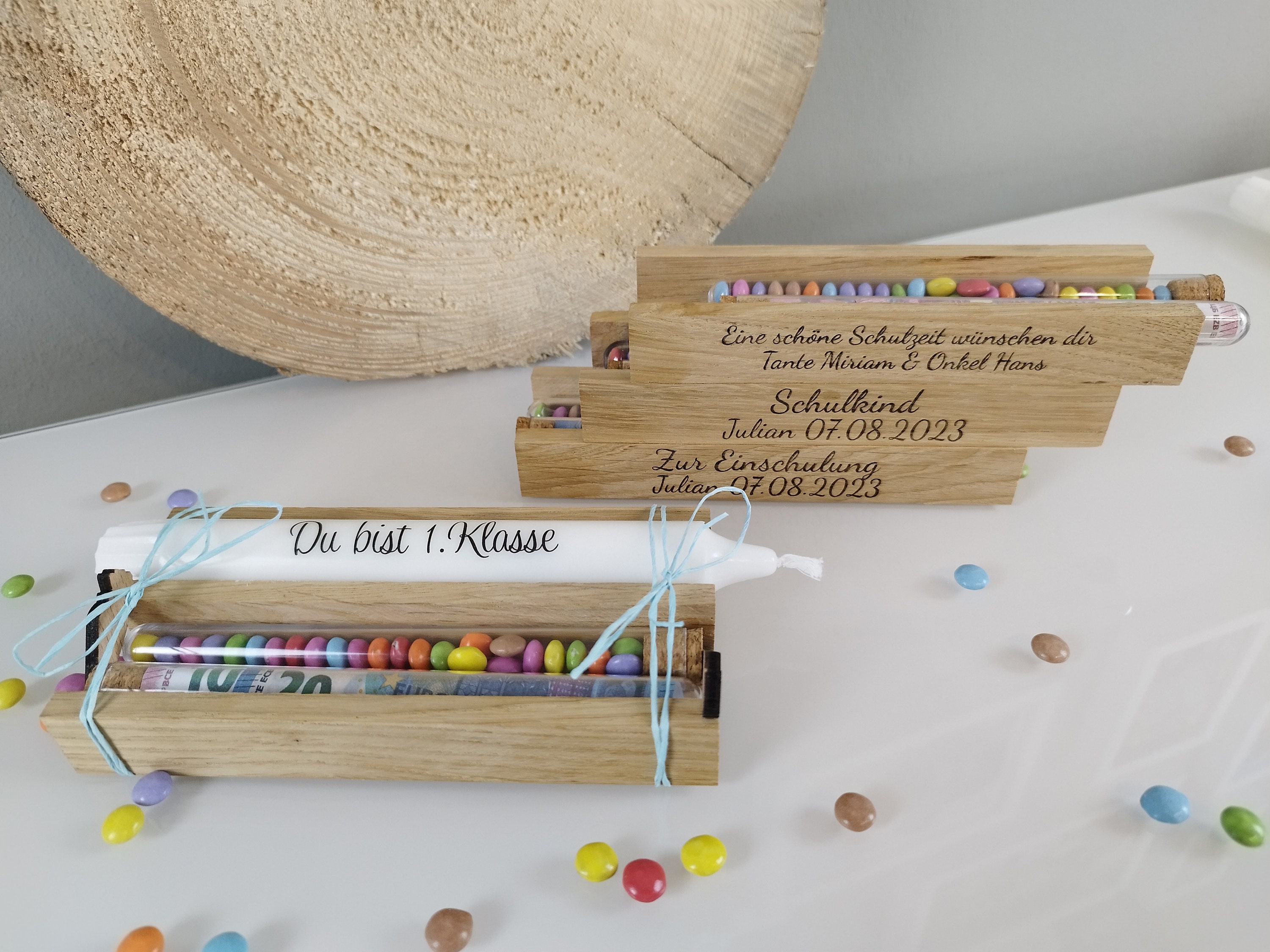 Personalisiertes Geschenkset zur Einschulung mir Kerze und - Etsy.de