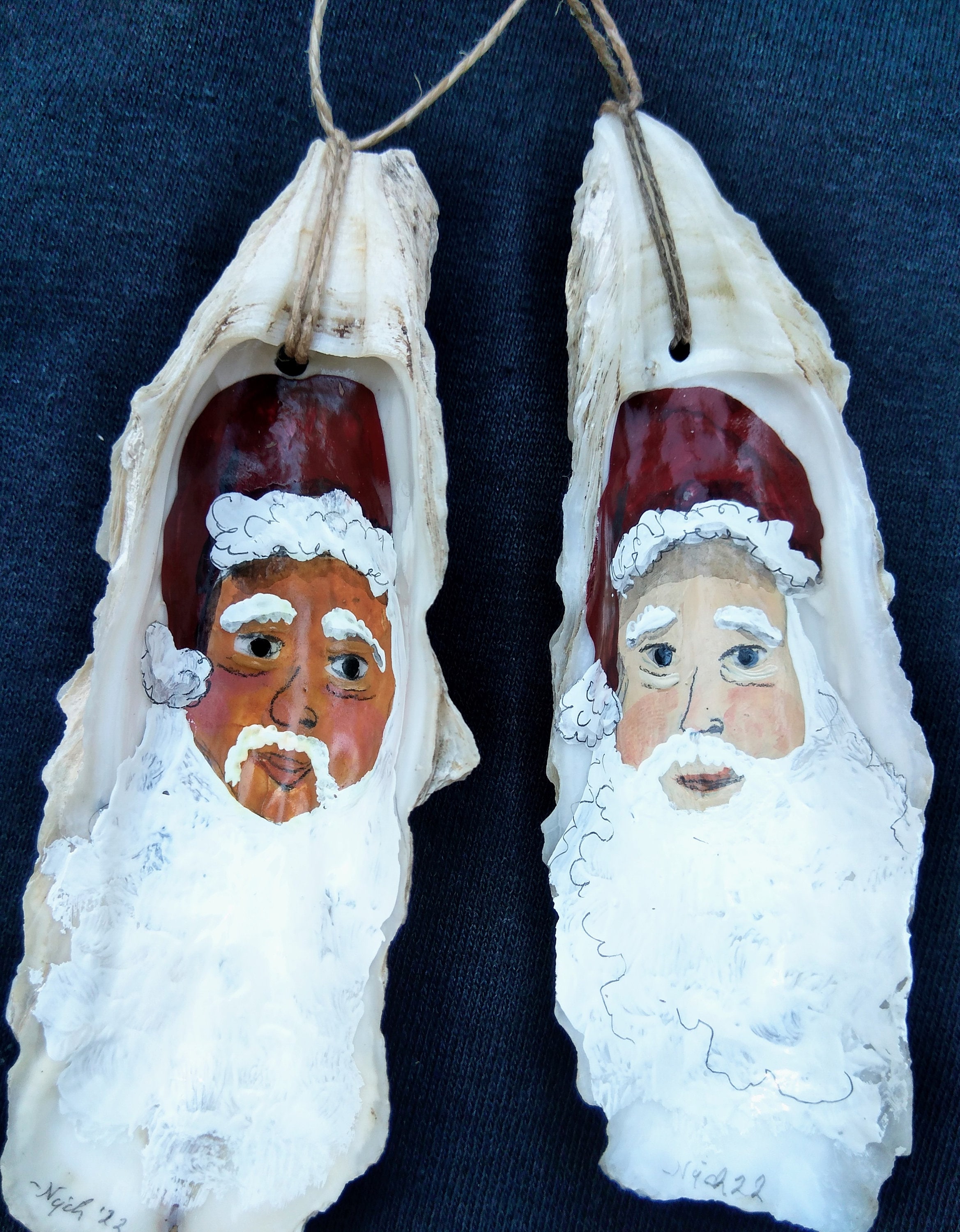 Oyster Shell Christmas Santa Ornaments - Etsy