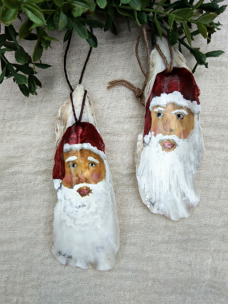 Oyster Shell Christmas Santa Ornaments - Etsy