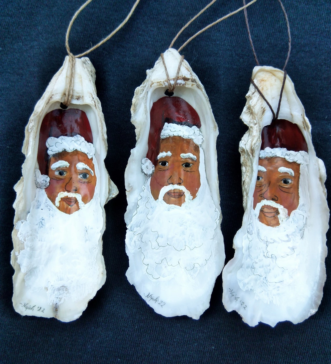 Oyster Shell Christmas Santa Ornaments - Etsy