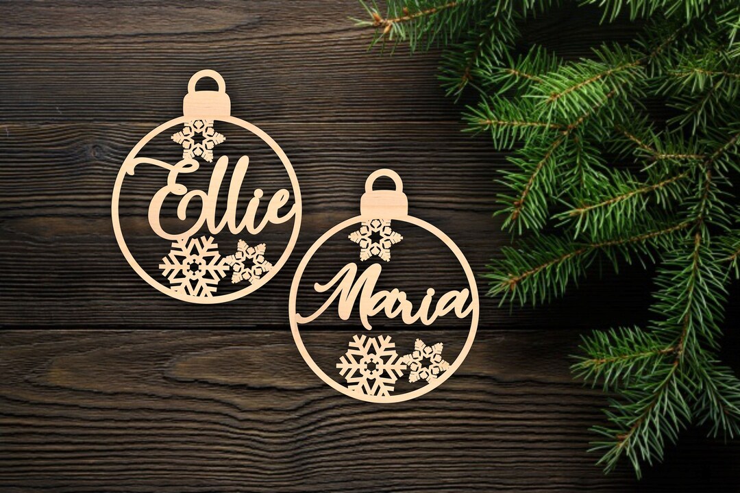 CHRISTMAS Wood Decor Christmas Baubles Personalized Ornament Laser Cut ...