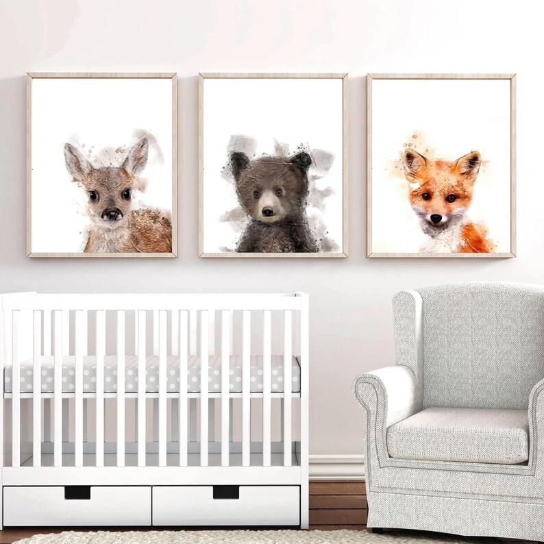PRINTABLE Bear Nursery Animal Prints, Forest Nursery Print, Baby ...