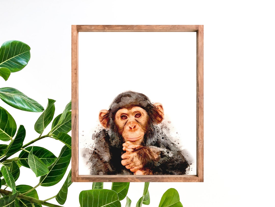 PRINTABLE Chimp Nursery Animal Prints, Forest Nursery Print, Baby ...