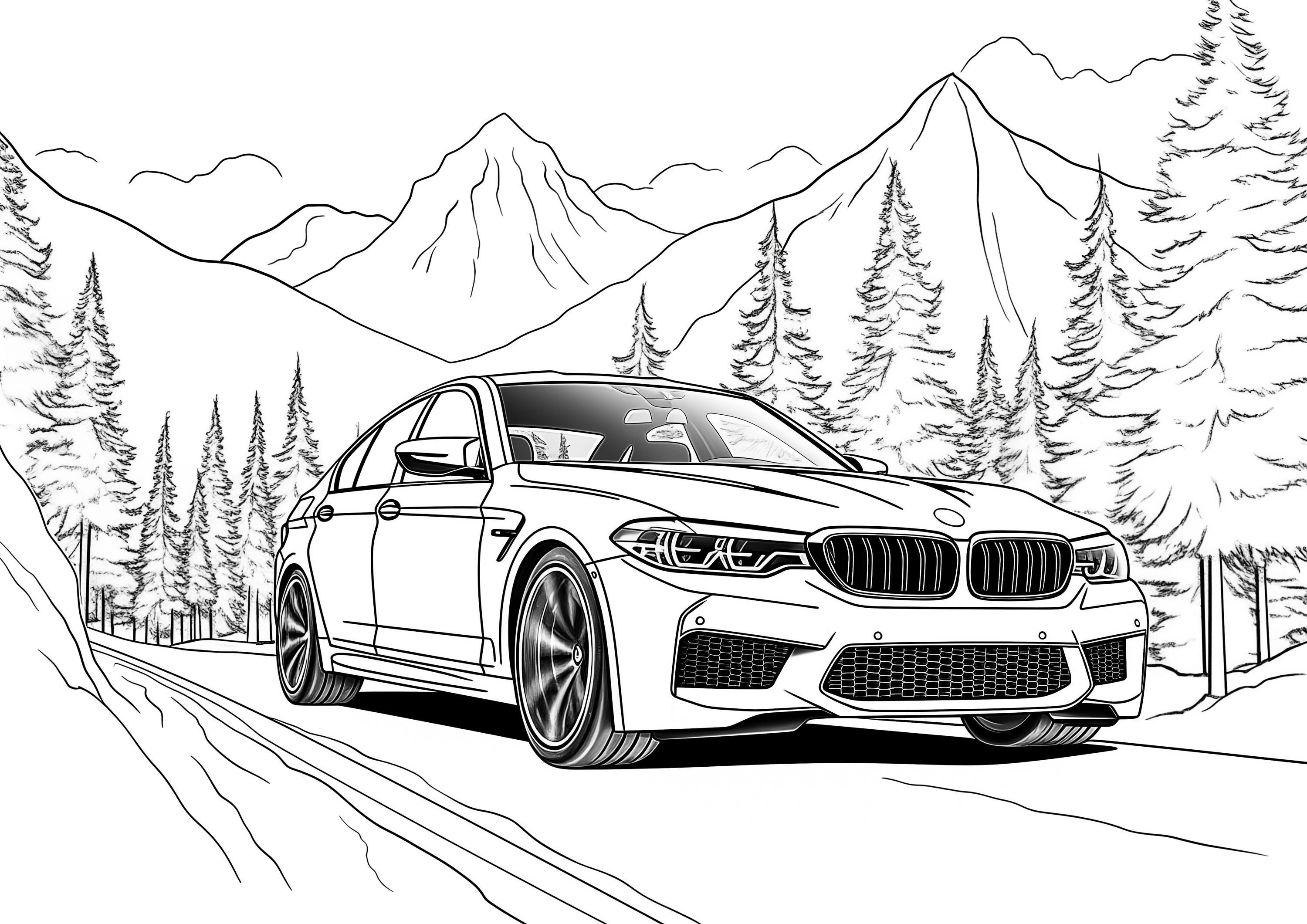 BMW M5 Car Coloring Pages. Set of 3 Printable Images. Printable and ...