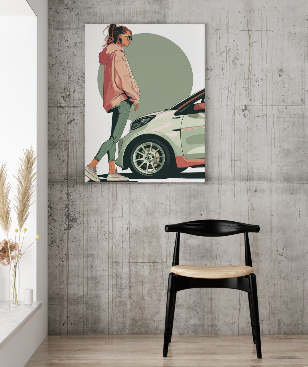 Car Poster Smart Fortwo Luxury Print Artwork Car and Girl Frameless ...